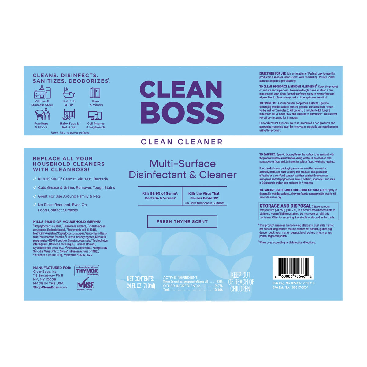 Clean Boss Multi-Surface Disinfectant & Cleaner 24oz – Something Better ...