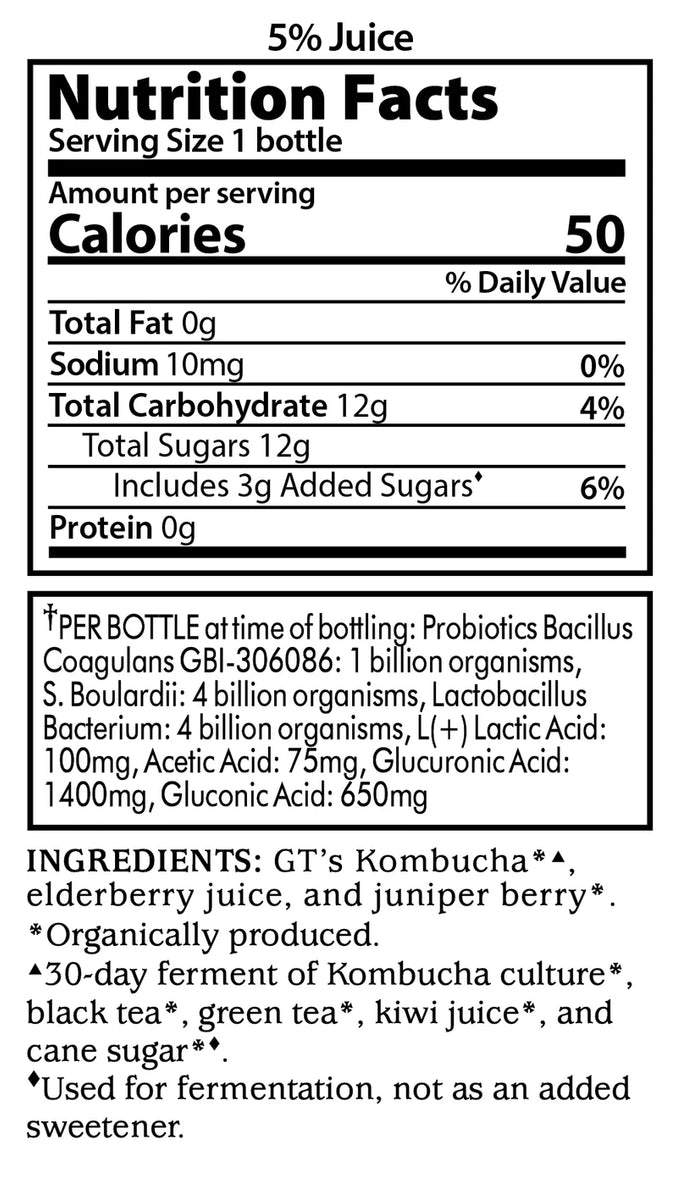 GT's Synergy Raw Kombucha Organic Elderberry Juniper Deposit 16oz ...