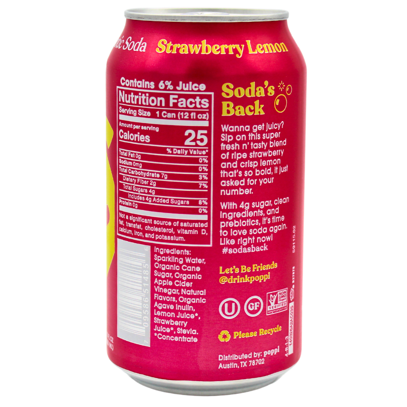 Poppi Prebiotic Soda Strawberry Lemon with Deposit 12oz – Something ...