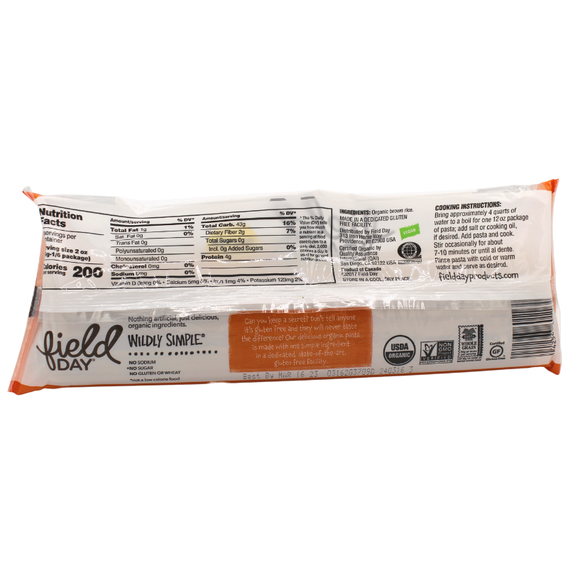 Field Day Organic Brown Rice Pasta Spaghetti 12oz – Something Better ...